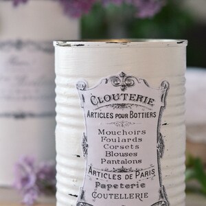 FRENCH COUNTRY Petite/mini Tin Can - White Farmhouse Rustic Decor ...