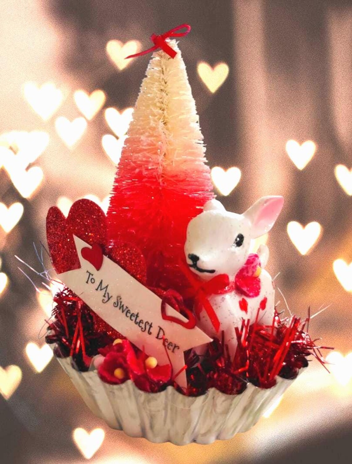 Deer/fawn Valentine/christmas Vintage Style Ornament - Reindeer ...