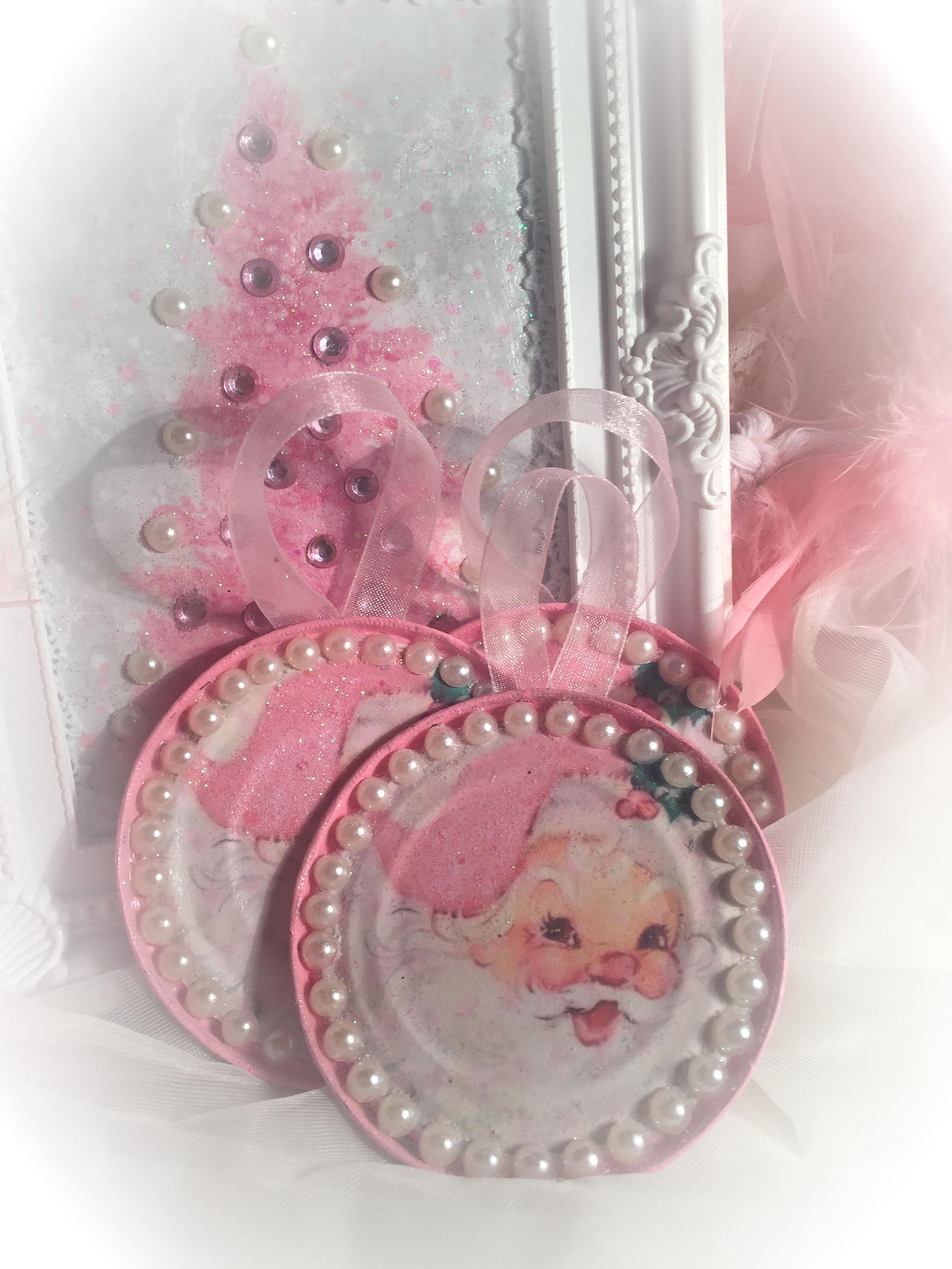 Pink Christmas Tree Ornament Vintage Santa Claus Father Xmas | Etsy