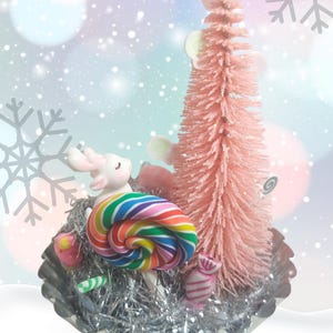 Pink Christmas Tree and Reindeer/fawn/deer Tart Tin Decor -vintage ...