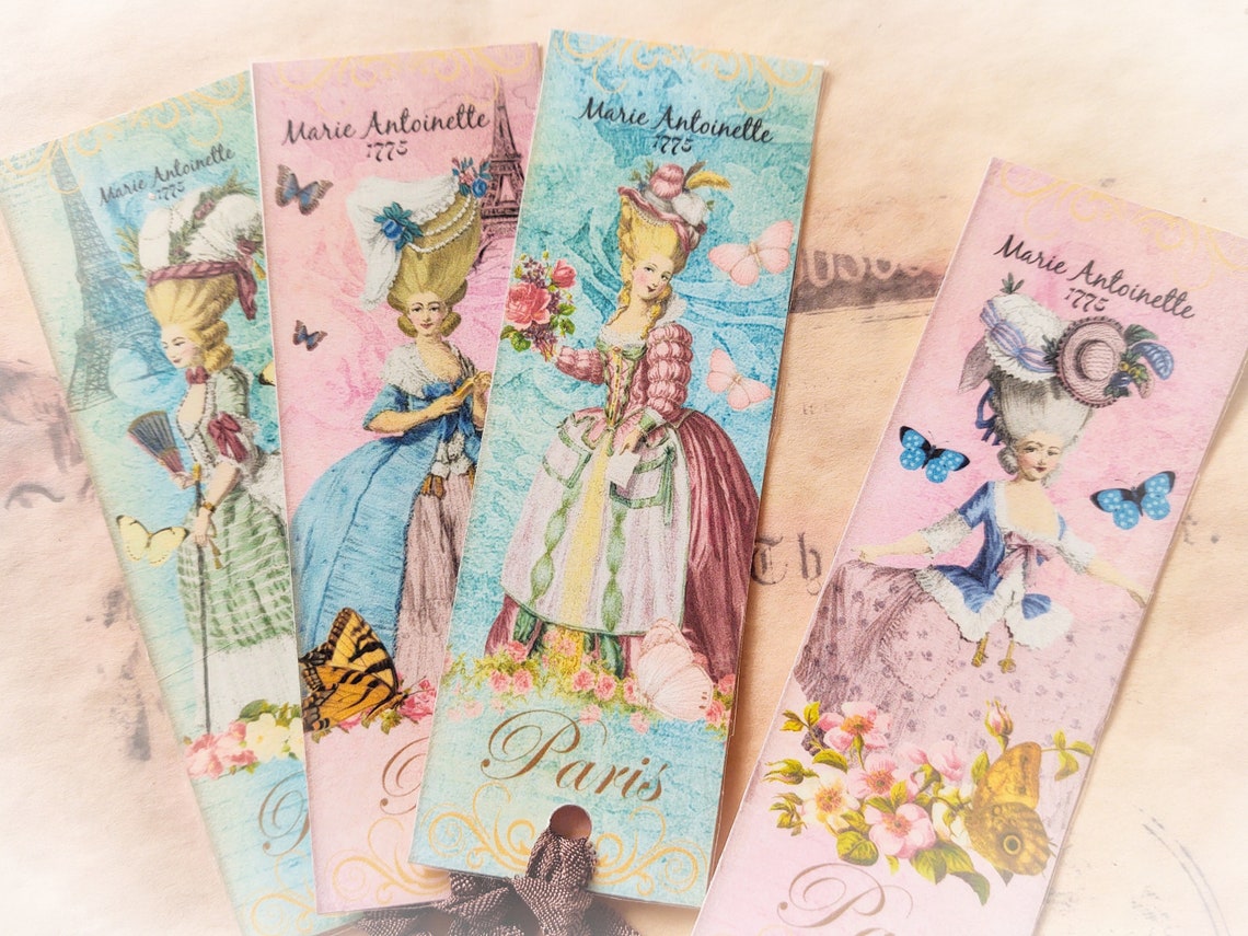 4 MARIE ANTOINETTE Ribbon Bookmarks or Gift Tags Shabby Chic | Etsy