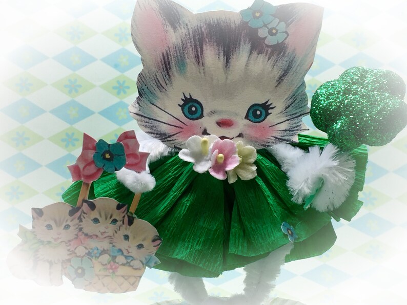 St Patrick's Day Irish Kitty Cat Kitten Decor Vintage - Etsy