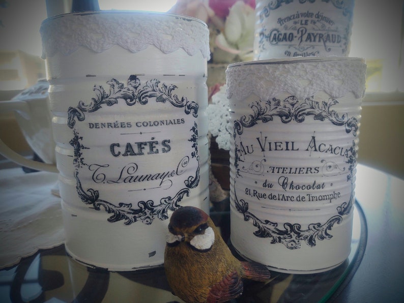 FRENCH COUNTRY Tin Cans White Farmhouse Rustic Decor - Etsy