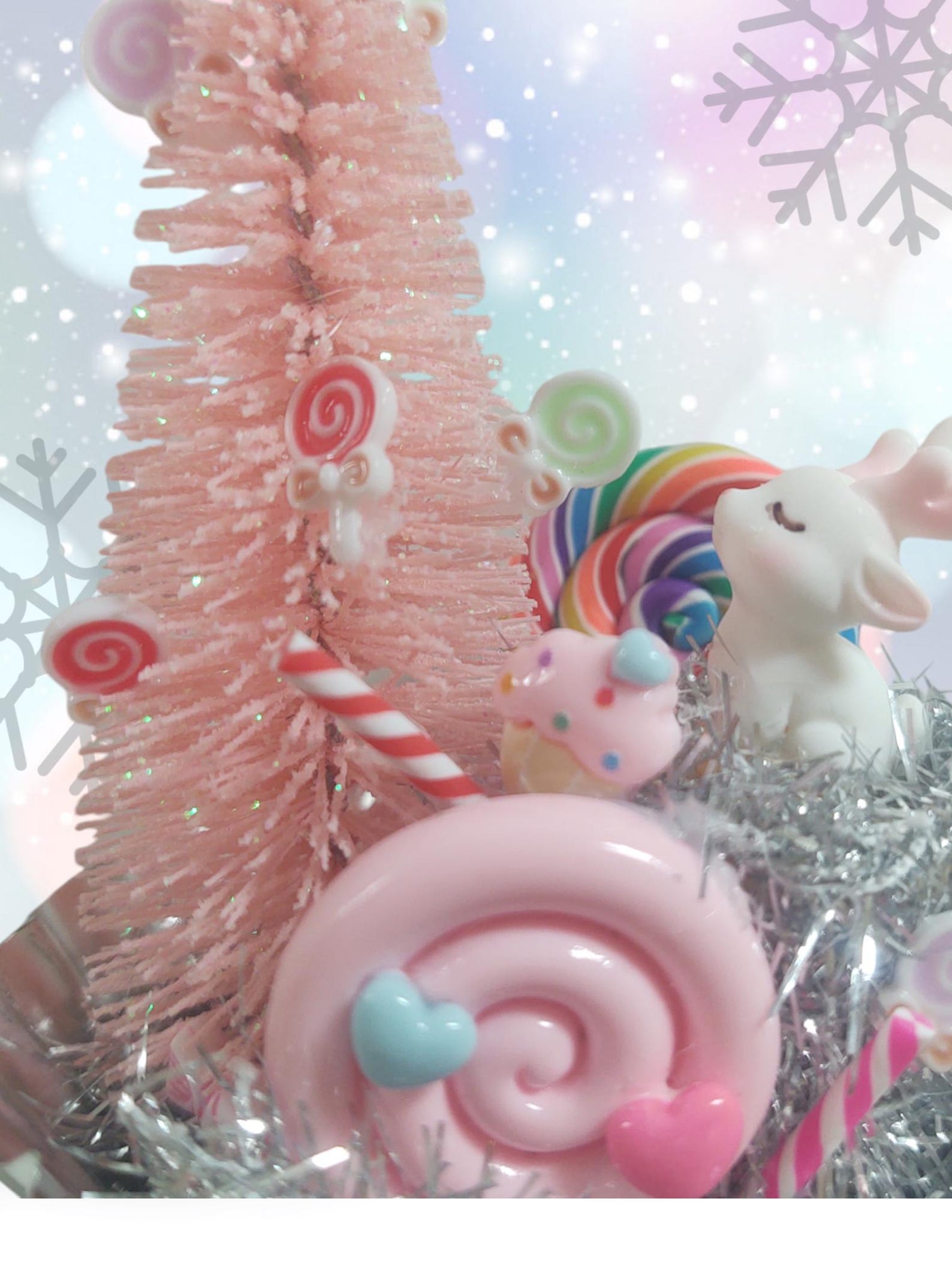 Pink Christmas Tree and Reindeer/fawn/deer Tart Tin Decor -vintage ...