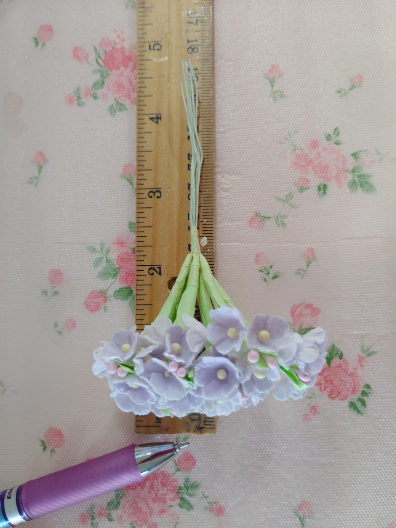 1 Forget-me-not Paper Flower LAVENDER PURPLE Colored Bouquet/pick ...