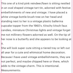 Kitschy and Whimsical PINK DEER & Vintage BALLERINA Christmas Tart Tin ...