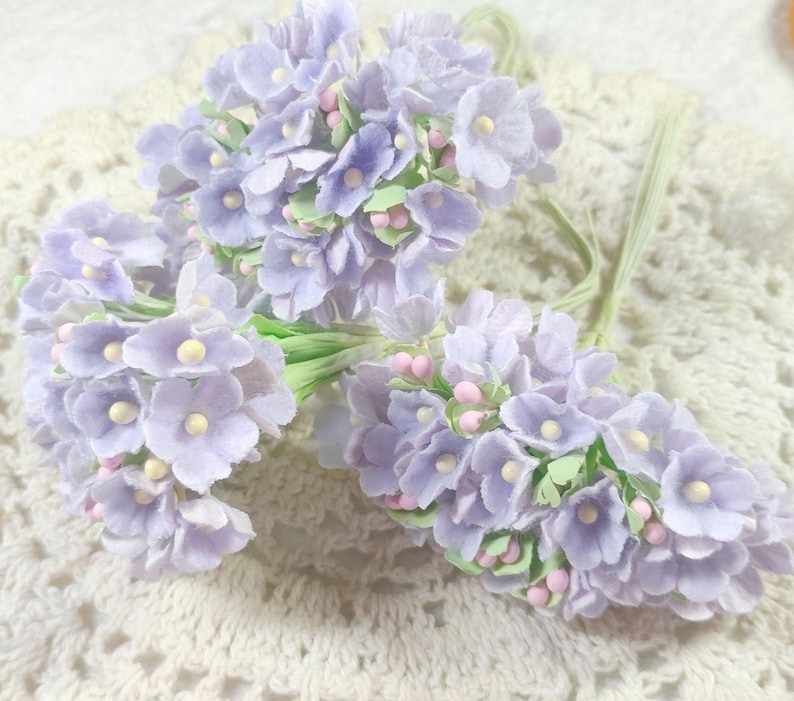 1 Forget-me-not Paper Flower LAVENDER PURPLE Colored Bouquet/pick ...