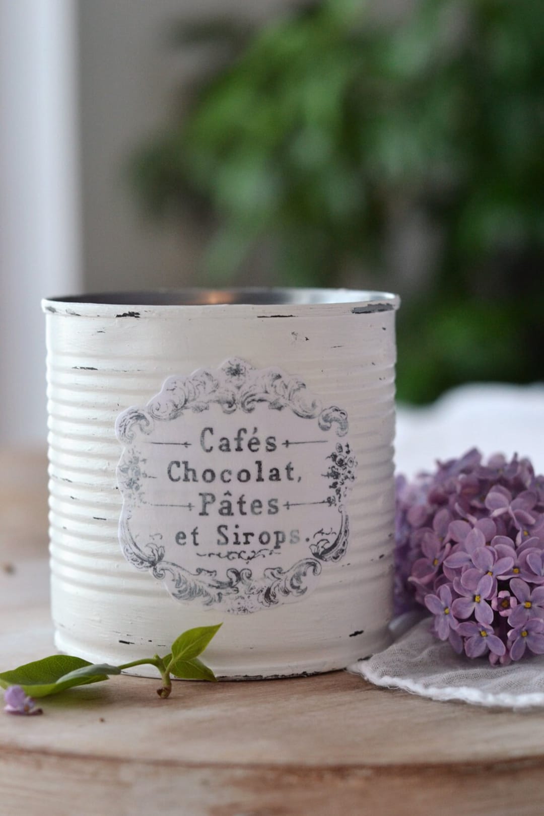 FRENCH COUNTRY Petite/mini Tin Can - White Farmhouse Rustic Decor ...