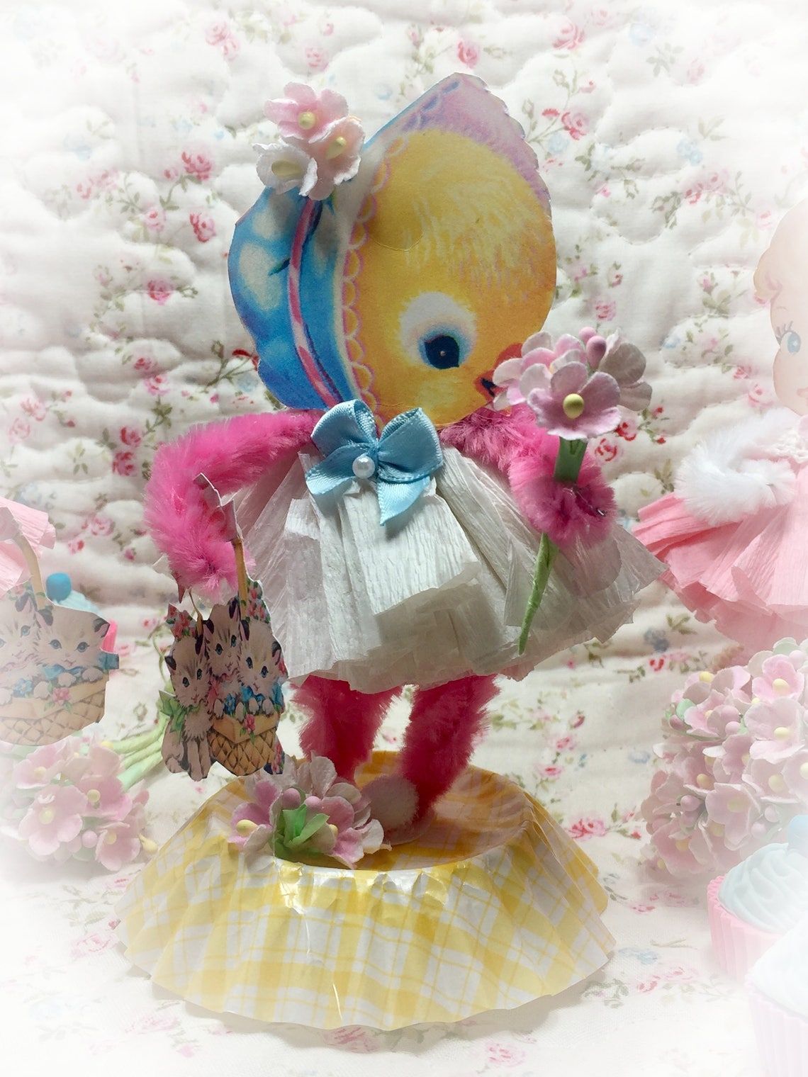 Baby Chick Easter Spring Decor Vintage Style Bump Chenille | Etsy