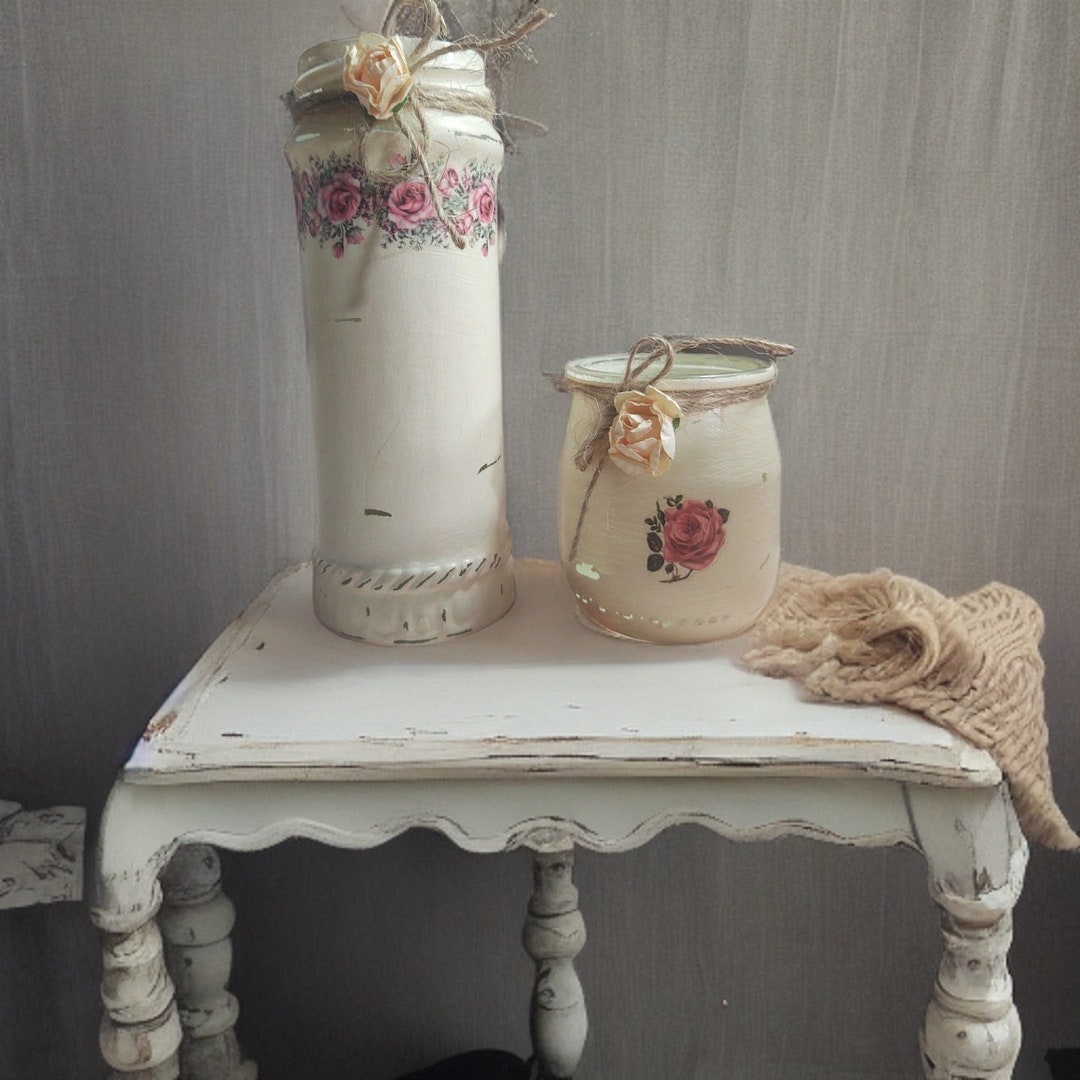 Cottagecore Shabby Chic Glass Jars for Rustic Farmhouse Home Decor ...