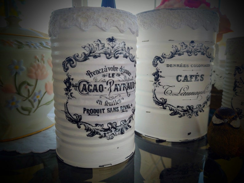 FRENCH COUNTRY Tin Cans White Farmhouse Rustic Decor - Etsy
