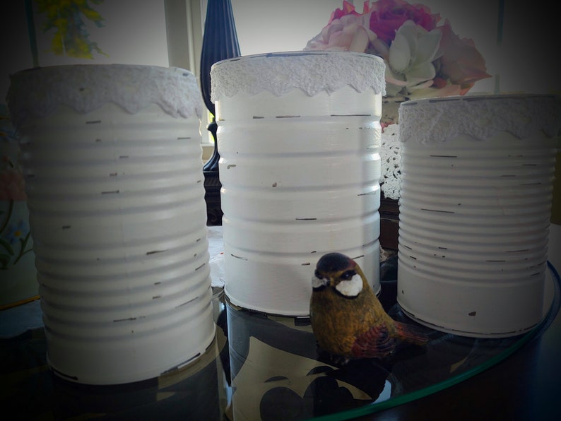 FRENCH COUNTRY Tin Cans White Farmhouse Rustic Decor - Etsy