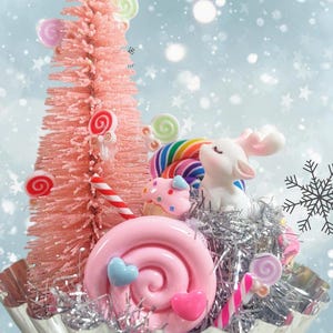 Pink Christmas Tree and Reindeer/fawn/deer Tart Tin Decor -vintage ...