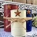 3 Rustic Americana Farmhouse Painted Tin Can Caddy Set Rusty Star ...