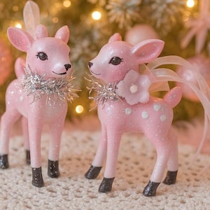 Pink Deer Retro Fawn- ONE Pink Christmas Reindeer Tree OR Shelf ...