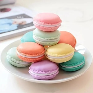 Macaron Shape Pill Jewelry Box or Small Coin Purse Fake Bakery Pastel ...