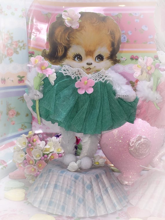 Doggy Paper Doll Vintage Style Bump Chenille Pipe Cleaner Figurine ...