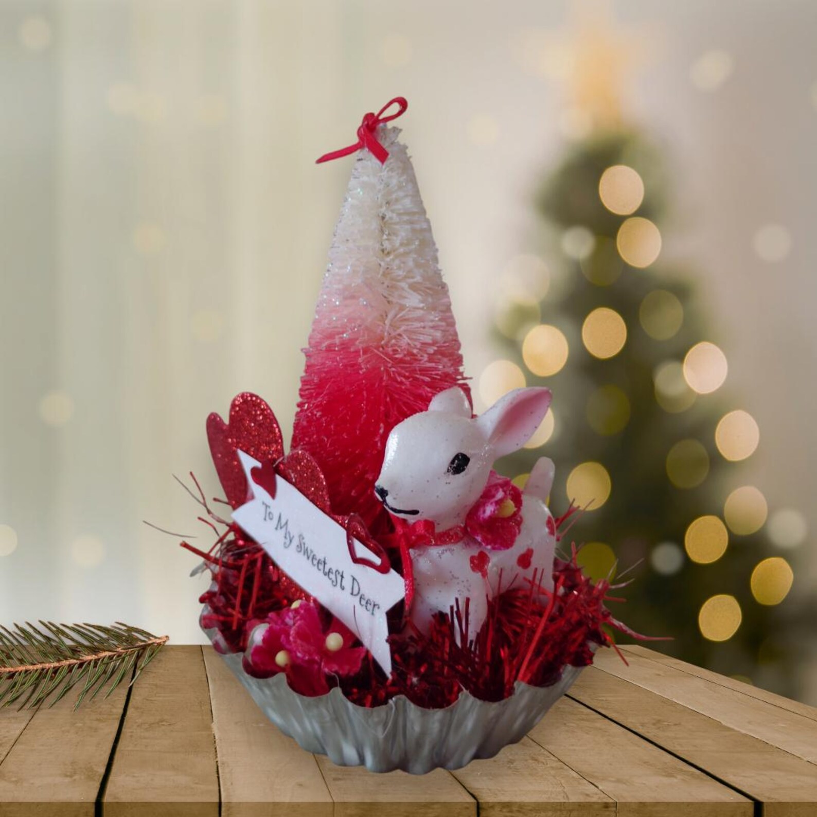 Deer/fawn Valentine/christmas Vintage Style Ornament - Reindeer ...