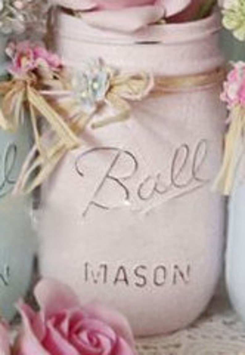 Shabby Chic Painted Mason Jars Centerpieces Home Decor - Etsy