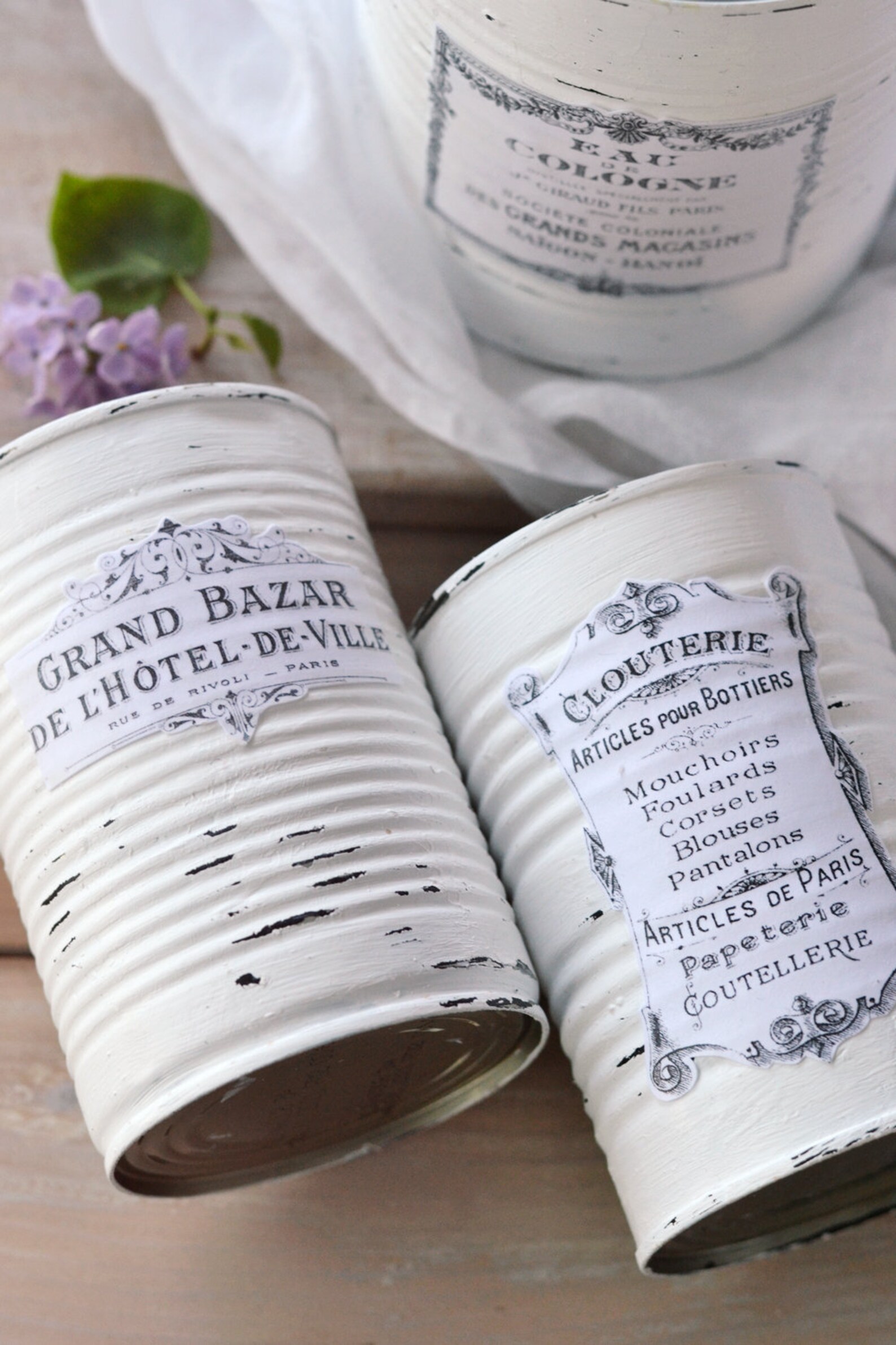 FRENCH COUNTRY Petite/mini Tin Can - White Farmhouse Rustic Decor ...