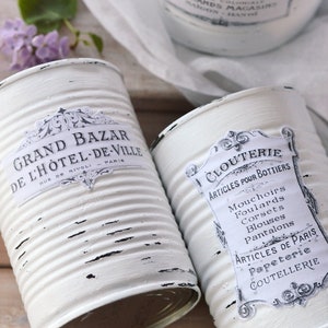 FRENCH COUNTRY Petite/mini Tin Can - White Farmhouse Rustic Decor ...