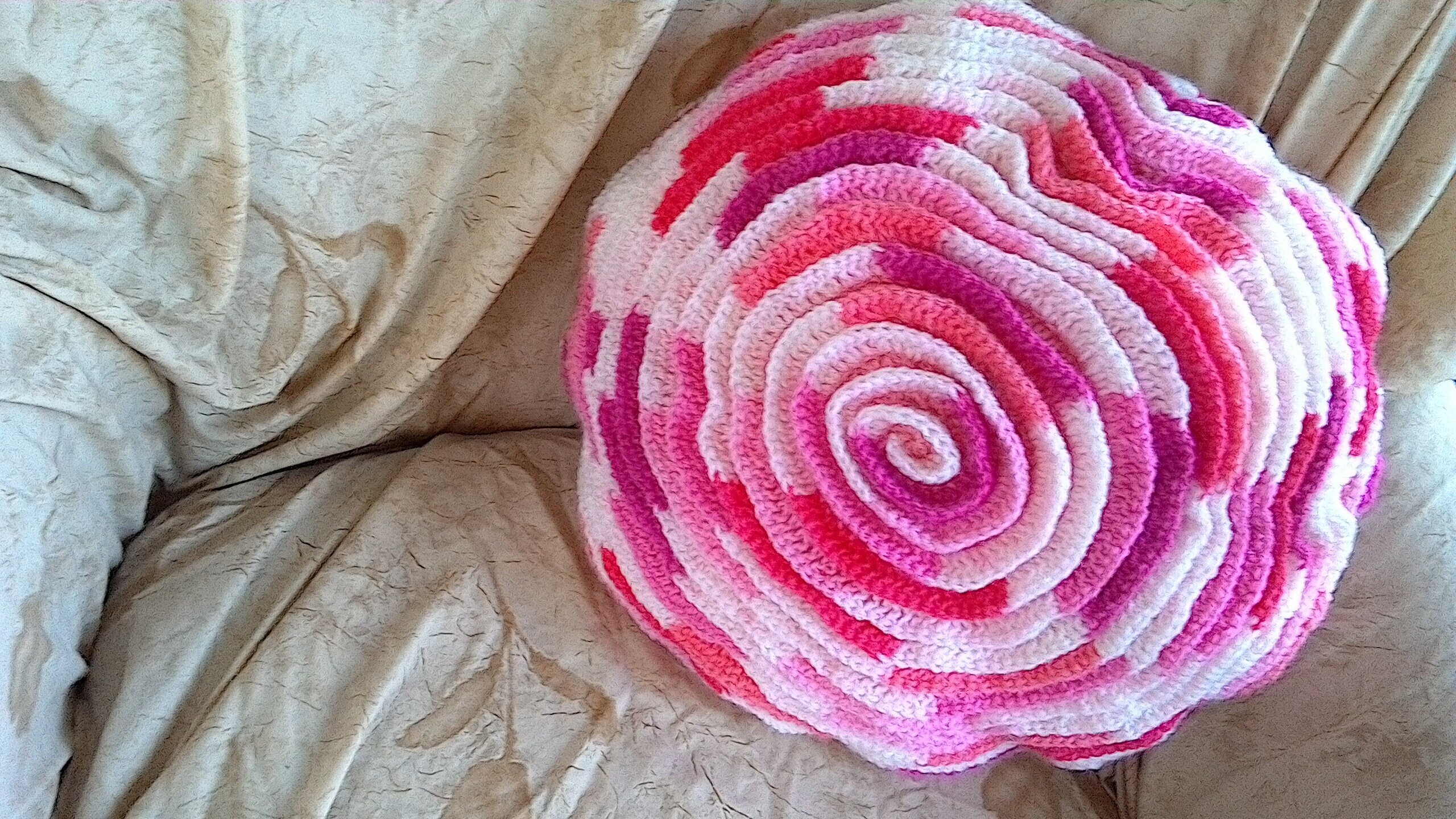 Variegated Pink Ruffle Rose Pillow - Etsy