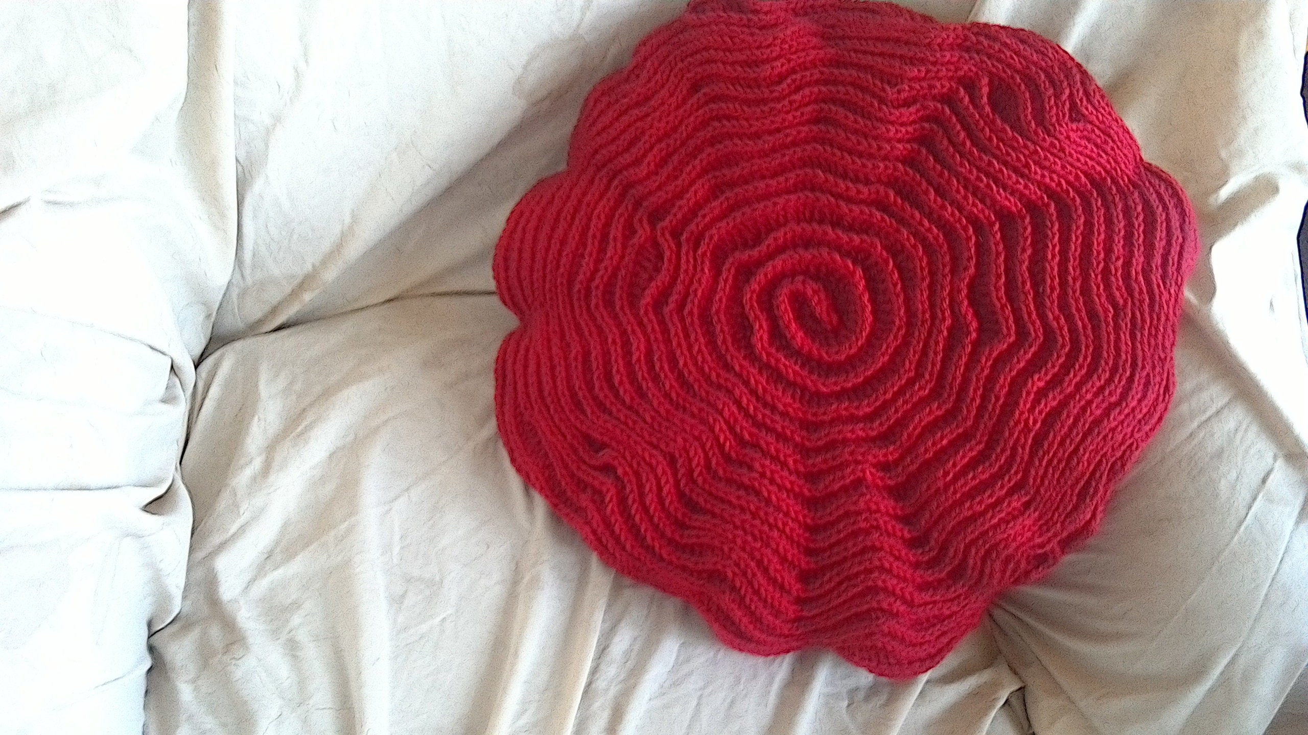 Red Rose Ruffle Pillow - Etsy