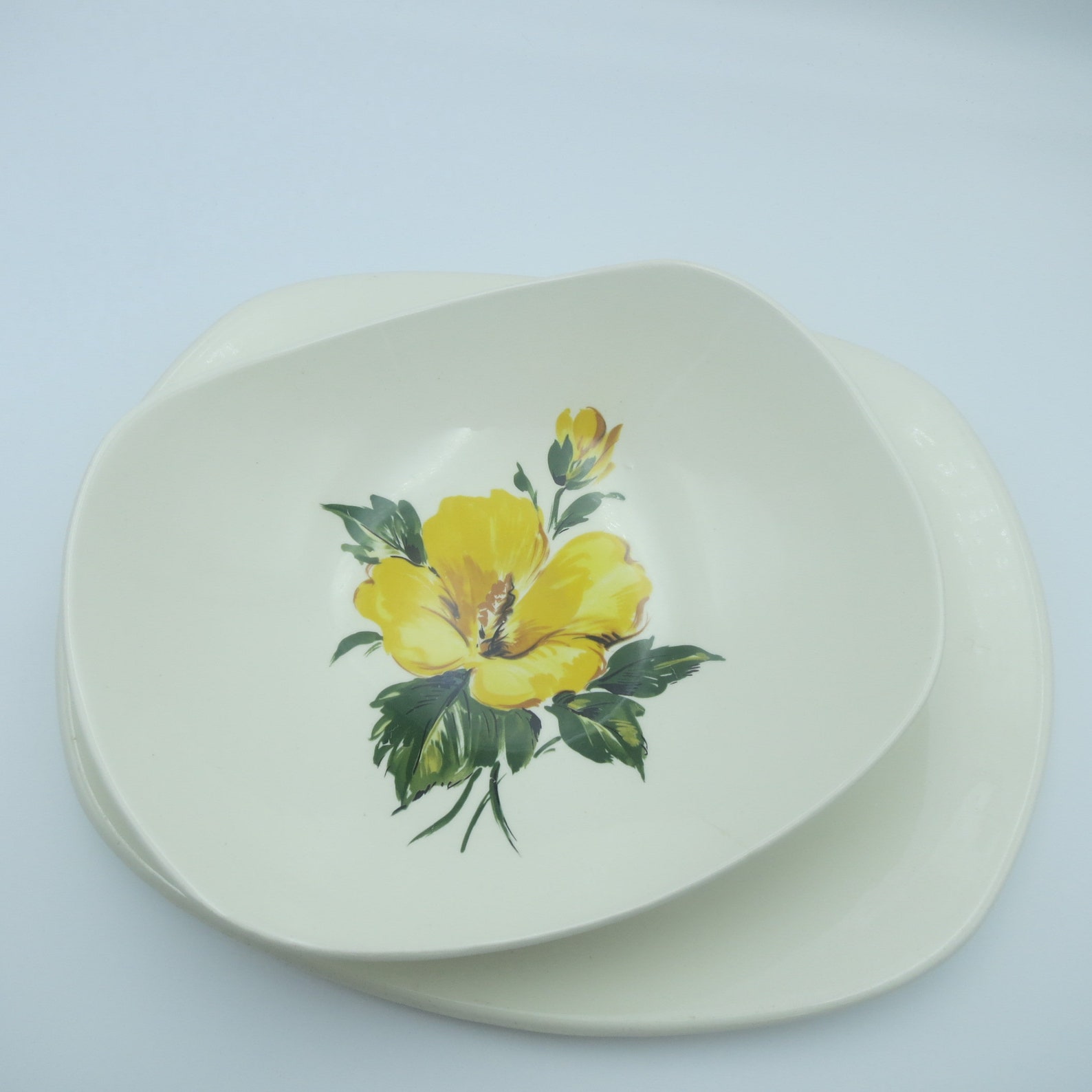 Hibiscus Bowls Plates Serving Platter Yellow Flower by Harmony | Etsy