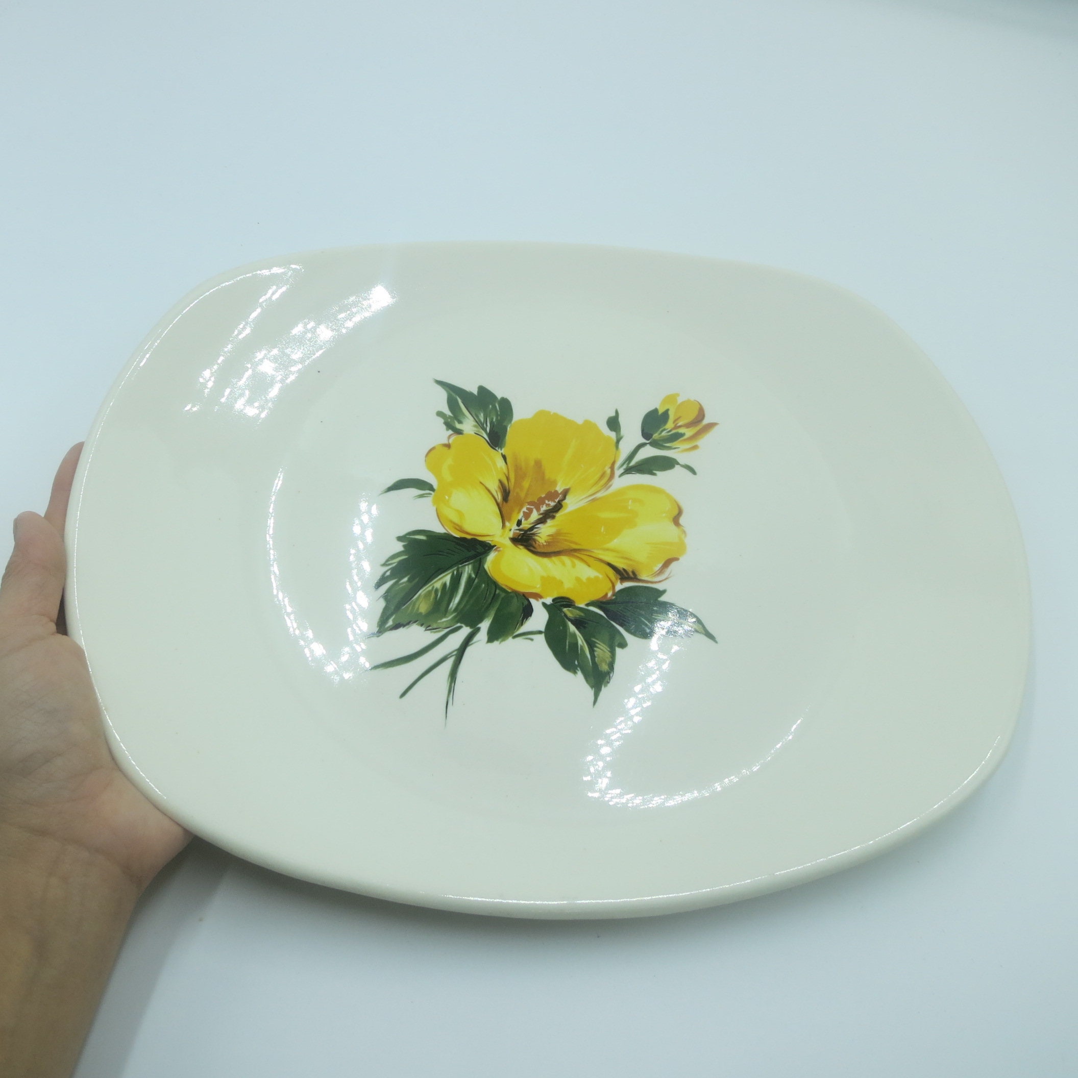 Hibiscus Bowls Plates Serving Platter Yellow Flower by Harmony - Etsy