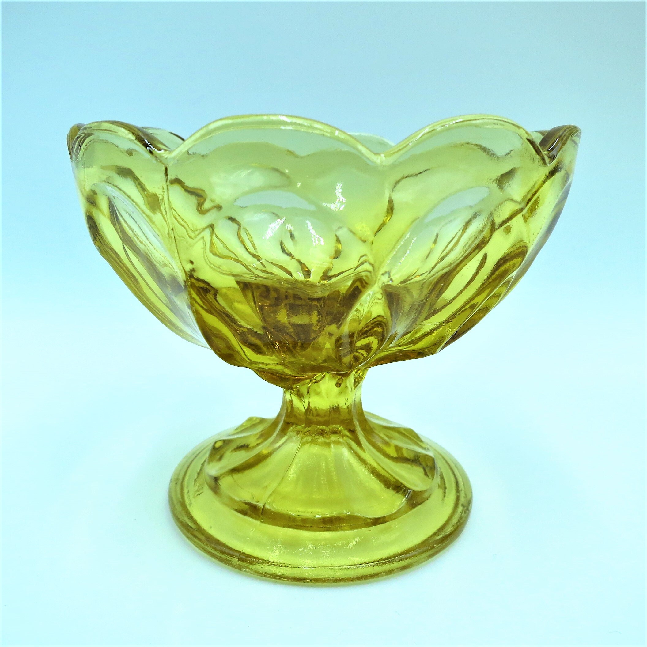 Amber Glass Compote Ice Cream Bowls Crystal Sundae Sherbet Anchor ...