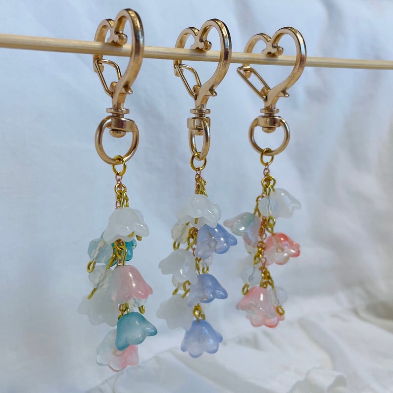 Lily of the Valley Dangling Flowers Keychain Bag Charm Key Ring Clip - Etsy