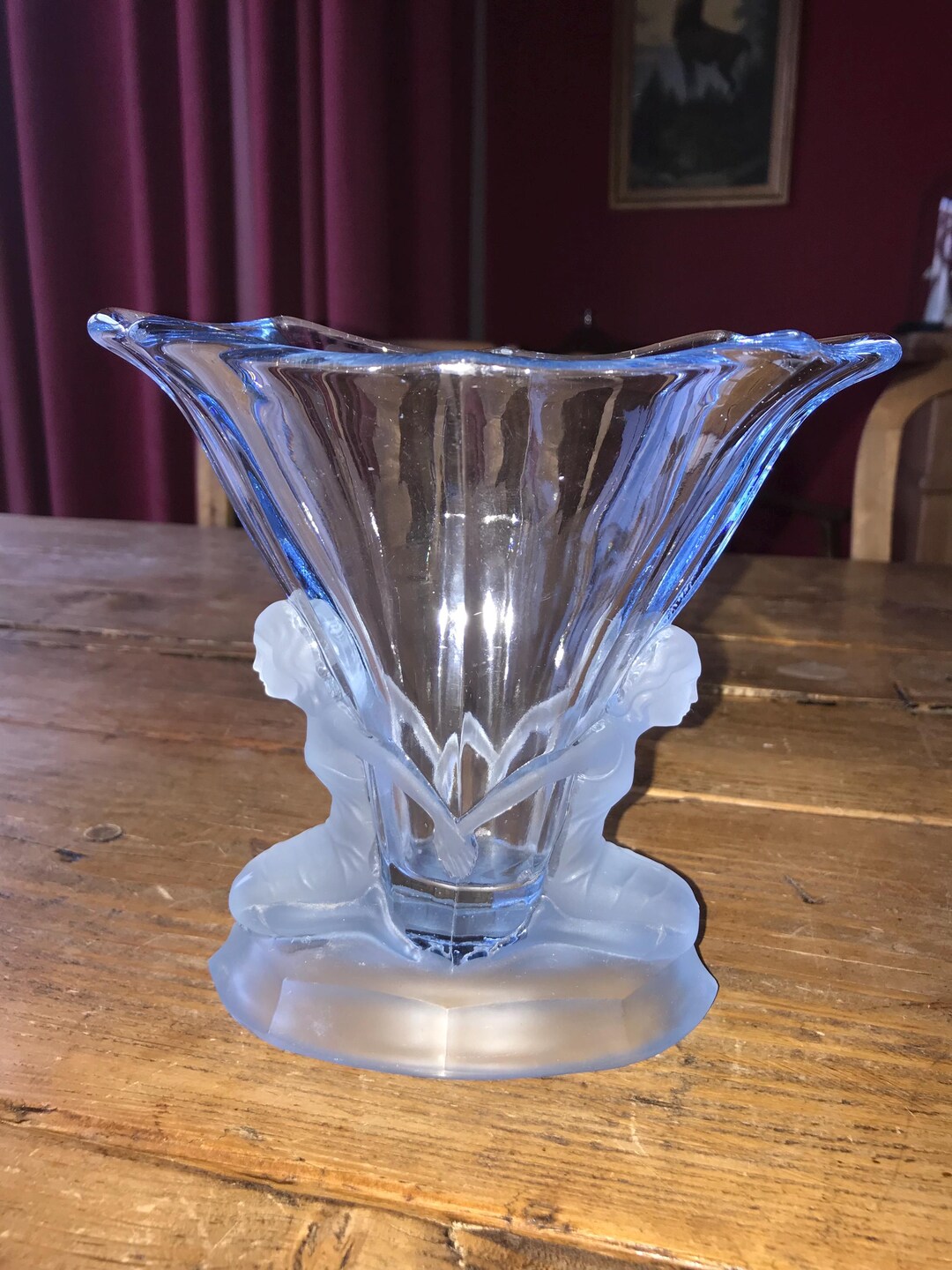Beautiful 1930's Walther & Söhne Art Deco Rare Blue Glass Windsor Vase ...