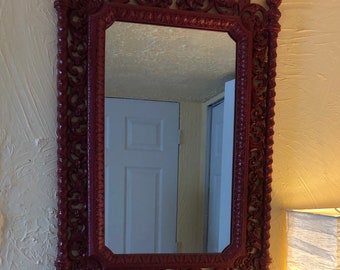 Red wall mirror | Etsy
