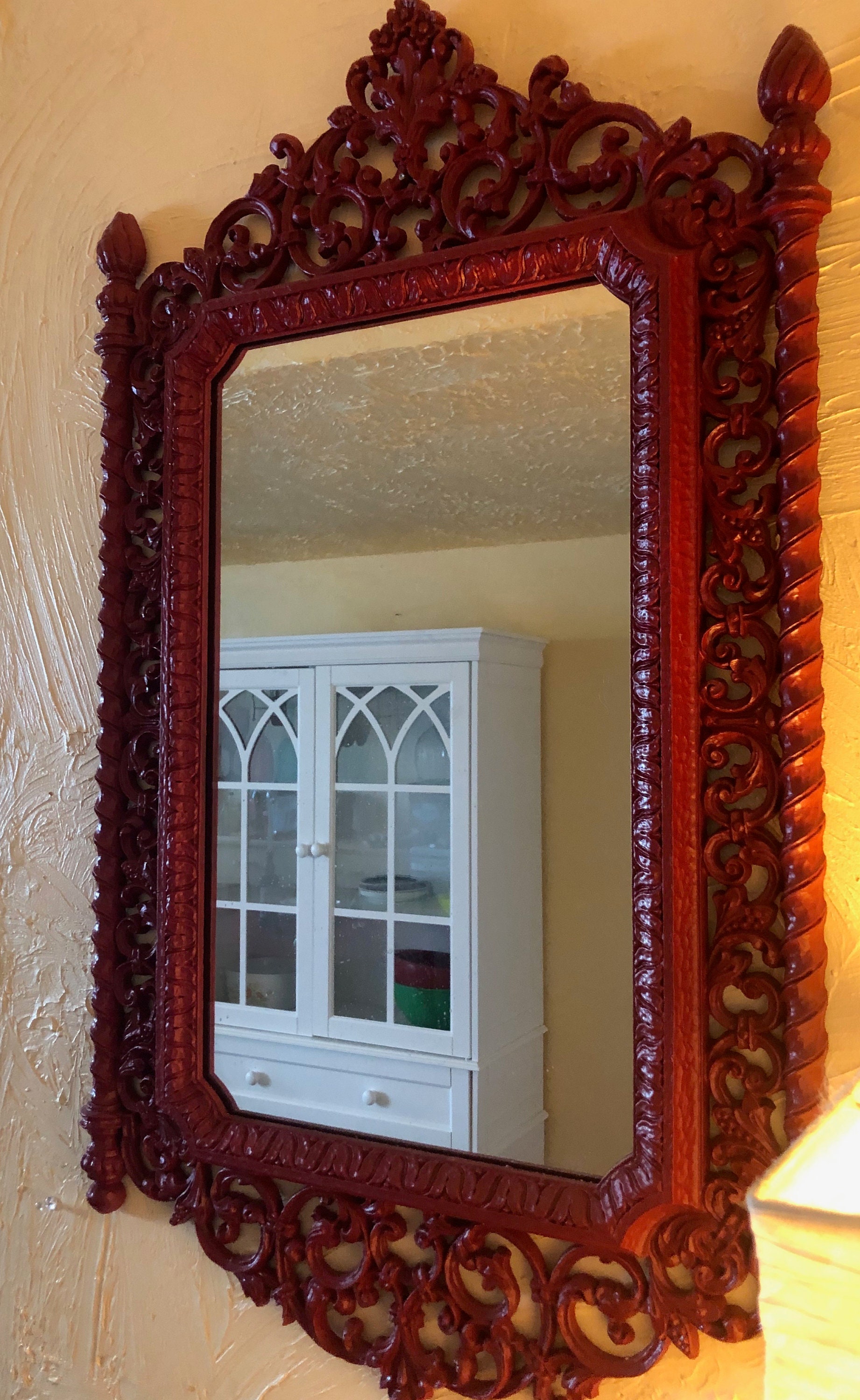 Vintage Upcycled Red Mirror - Etsy