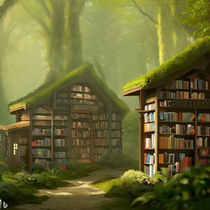 Bookshops in A Forest Clip Art - Etsy