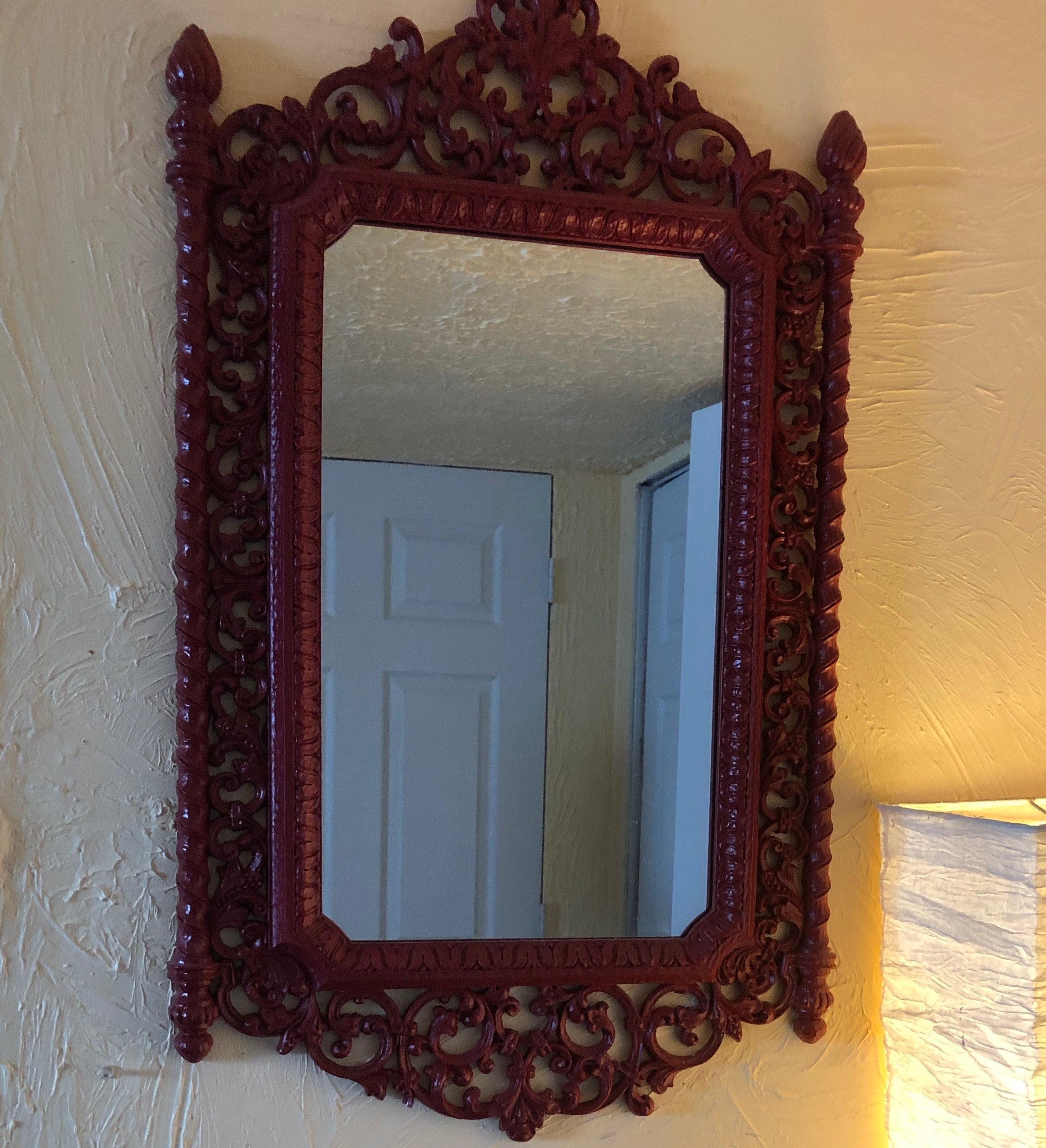 Vintage Upcycled Red Mirror - Etsy
