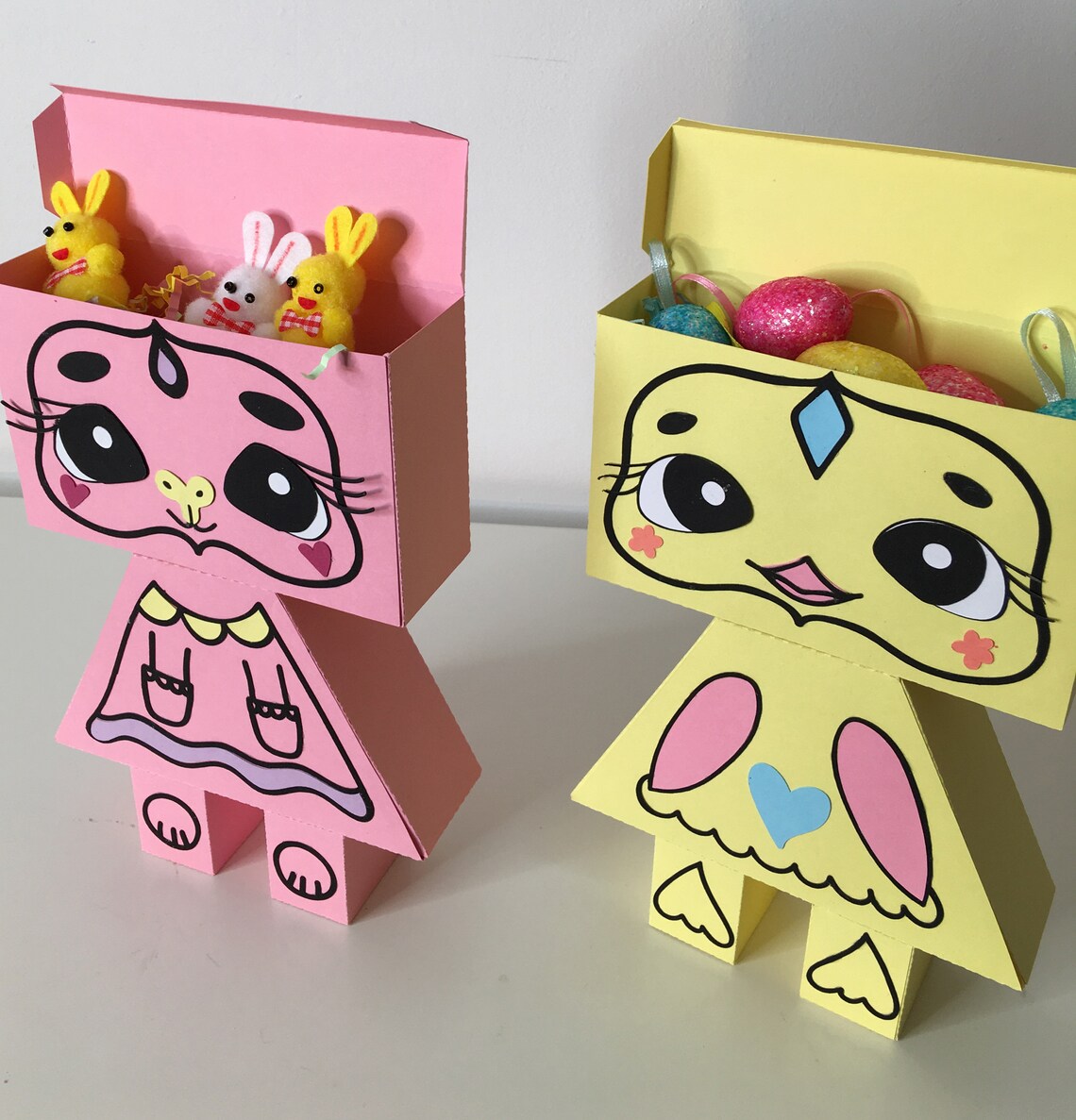 Cute Animals Gift Box 3D SVG Cutting File Template Rabbit and Chick - Etsy