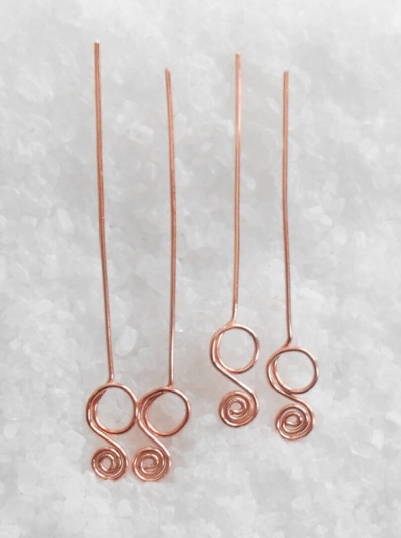 Bare Copper Head Pins 4, Handmade Double Loop Swirl, Head Pins, Fancy ...