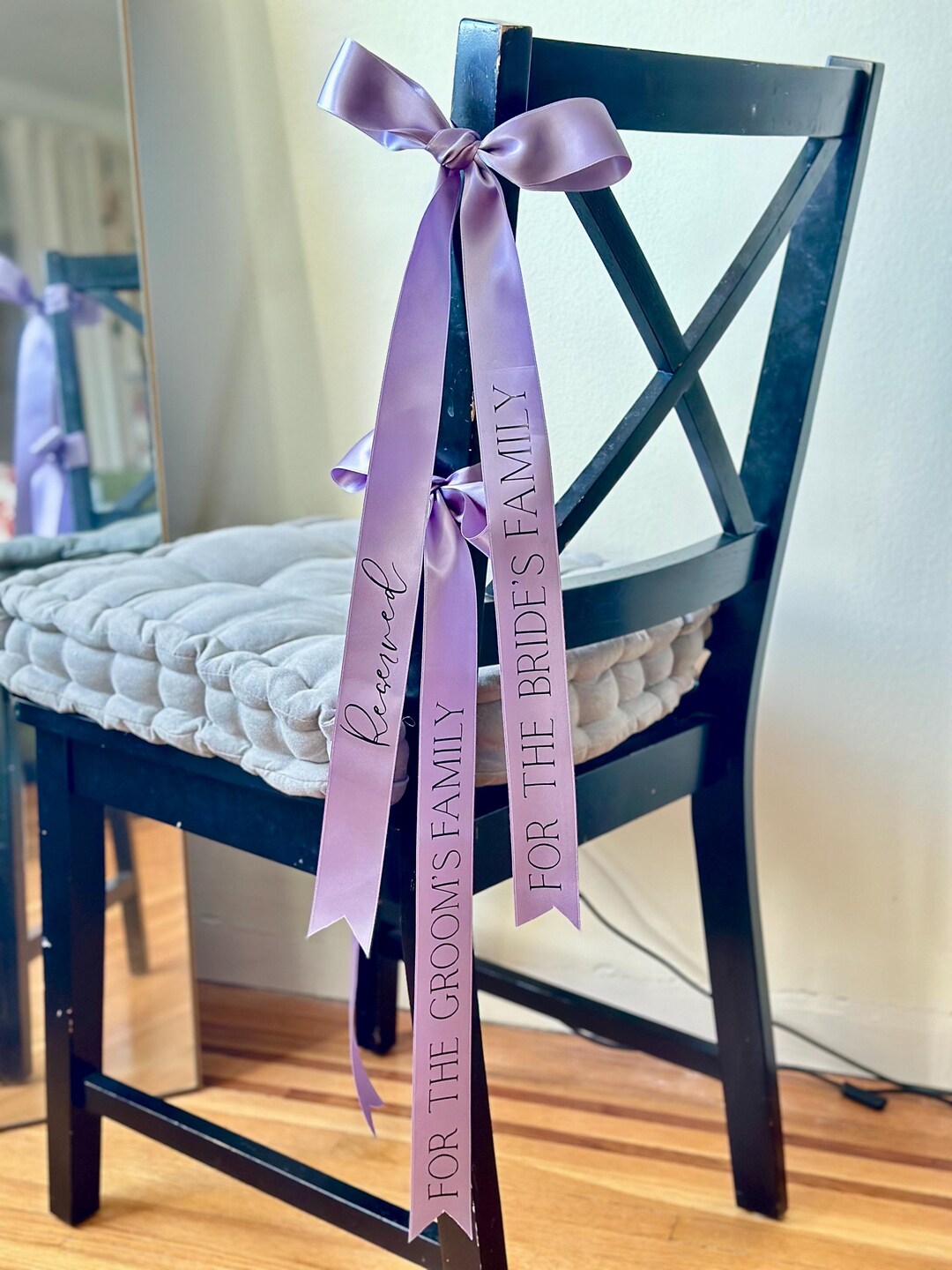 Reserved Chair Ribbon, Custom Satin Chair Reservation Ribbon, Wedding ...