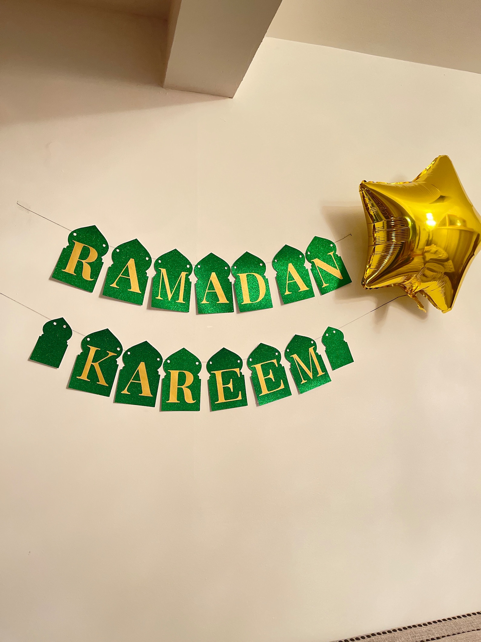 Ramadan Banner I Ramadan Kareem I Green and Gold Glitter I Islamic ...