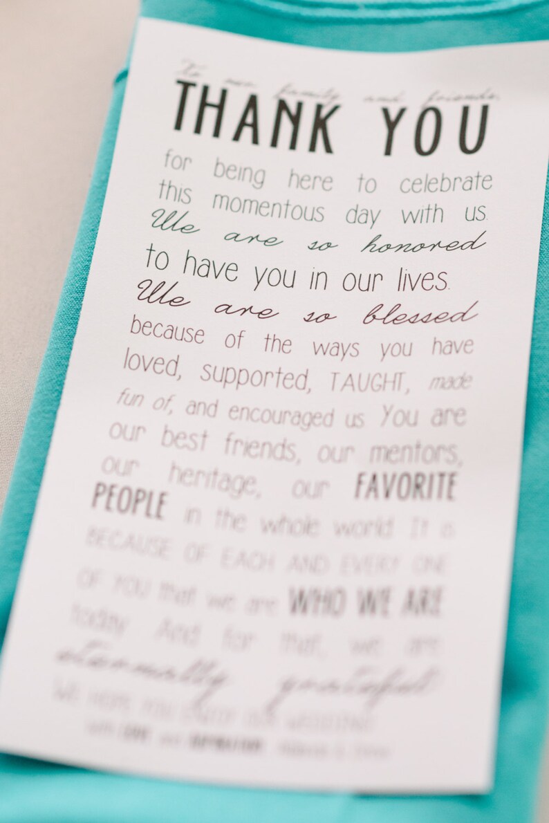 Printable "to Our Family and Friends..." Thank You Note Template (black ...