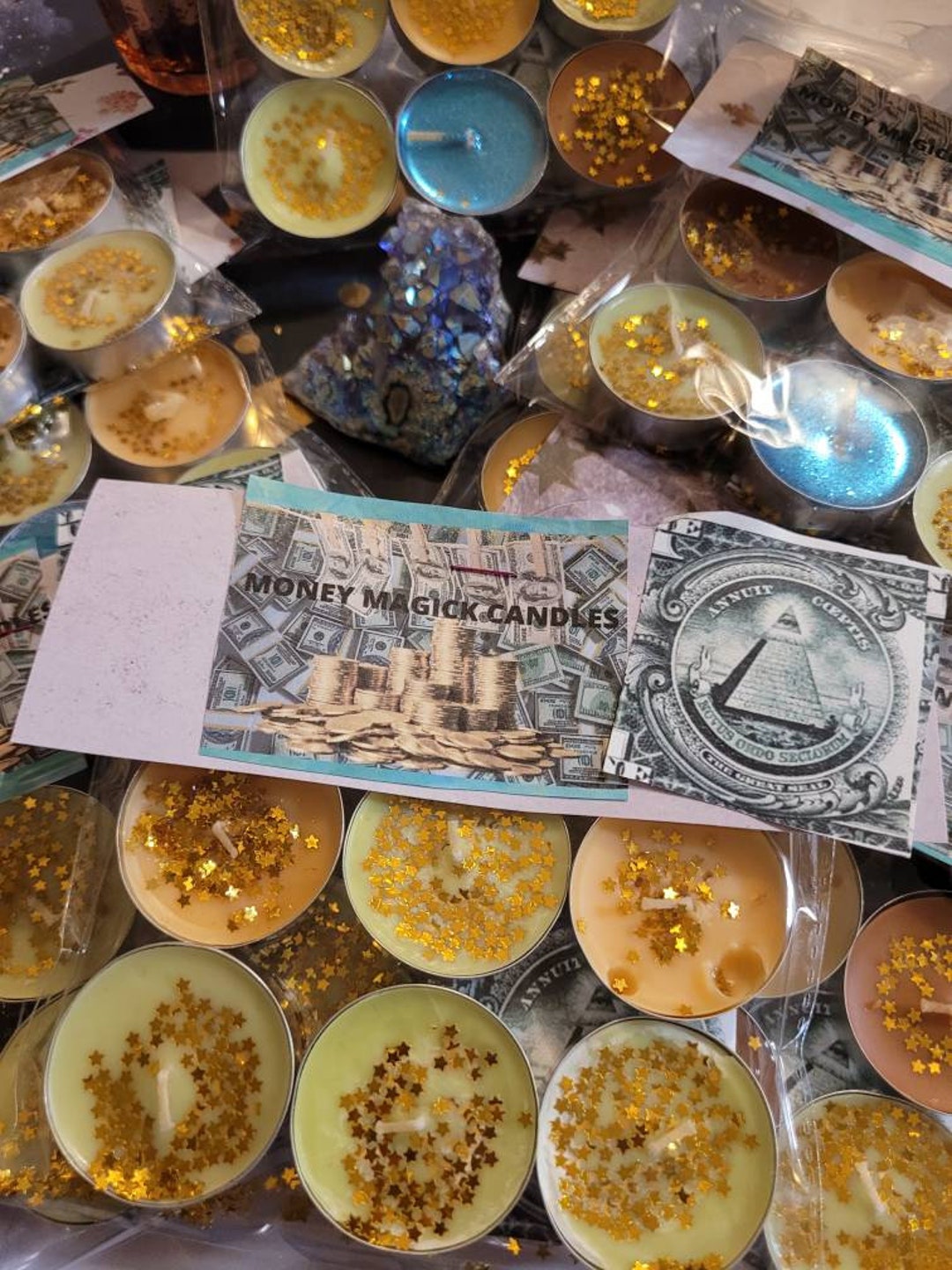 Money Magikal intention candles, make a wish candles, herb essential ...