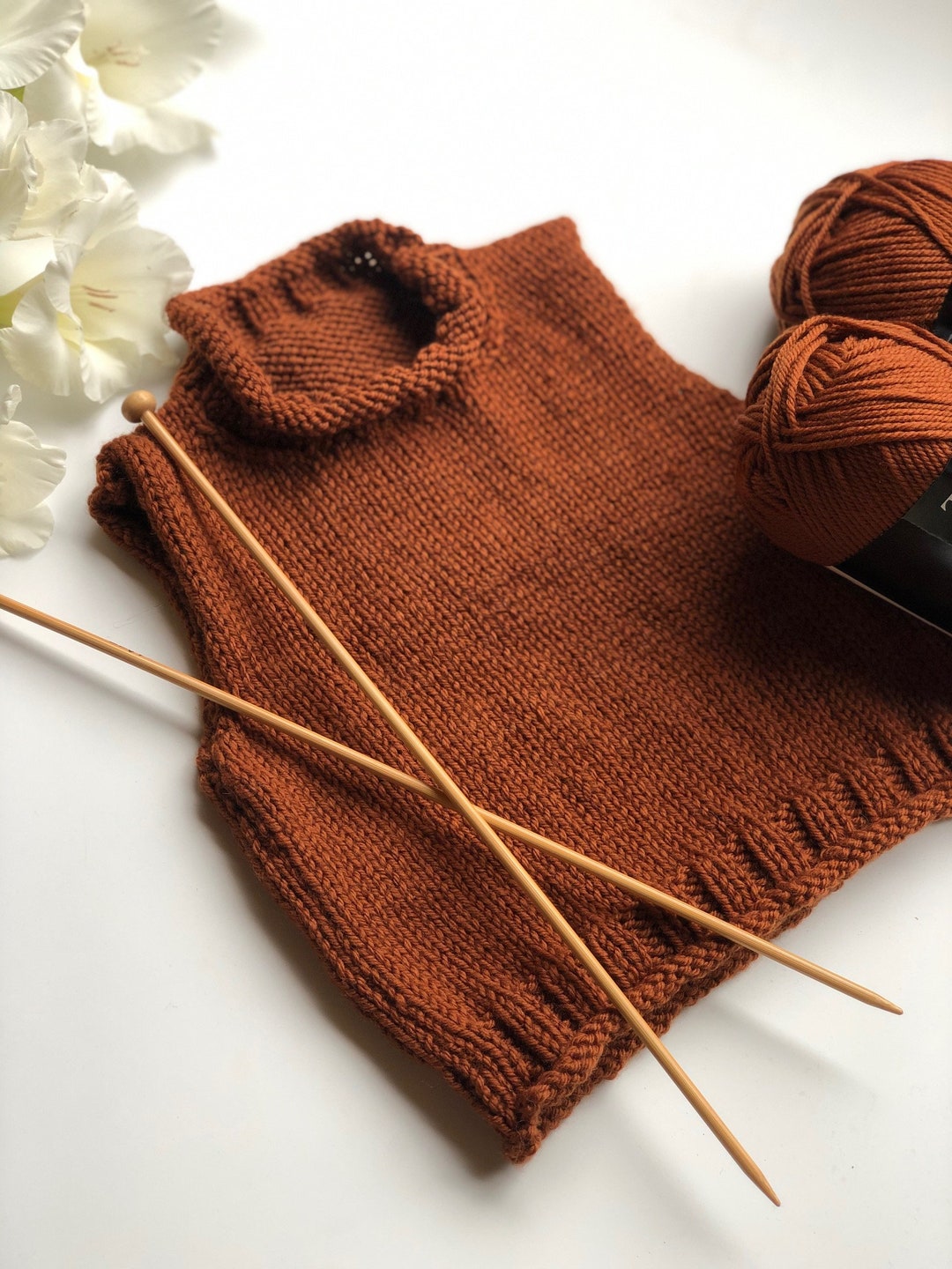 October Rolled Neck Vest Knitting Pattern 124 - Knits Sizes 3m - 8y - Etsy