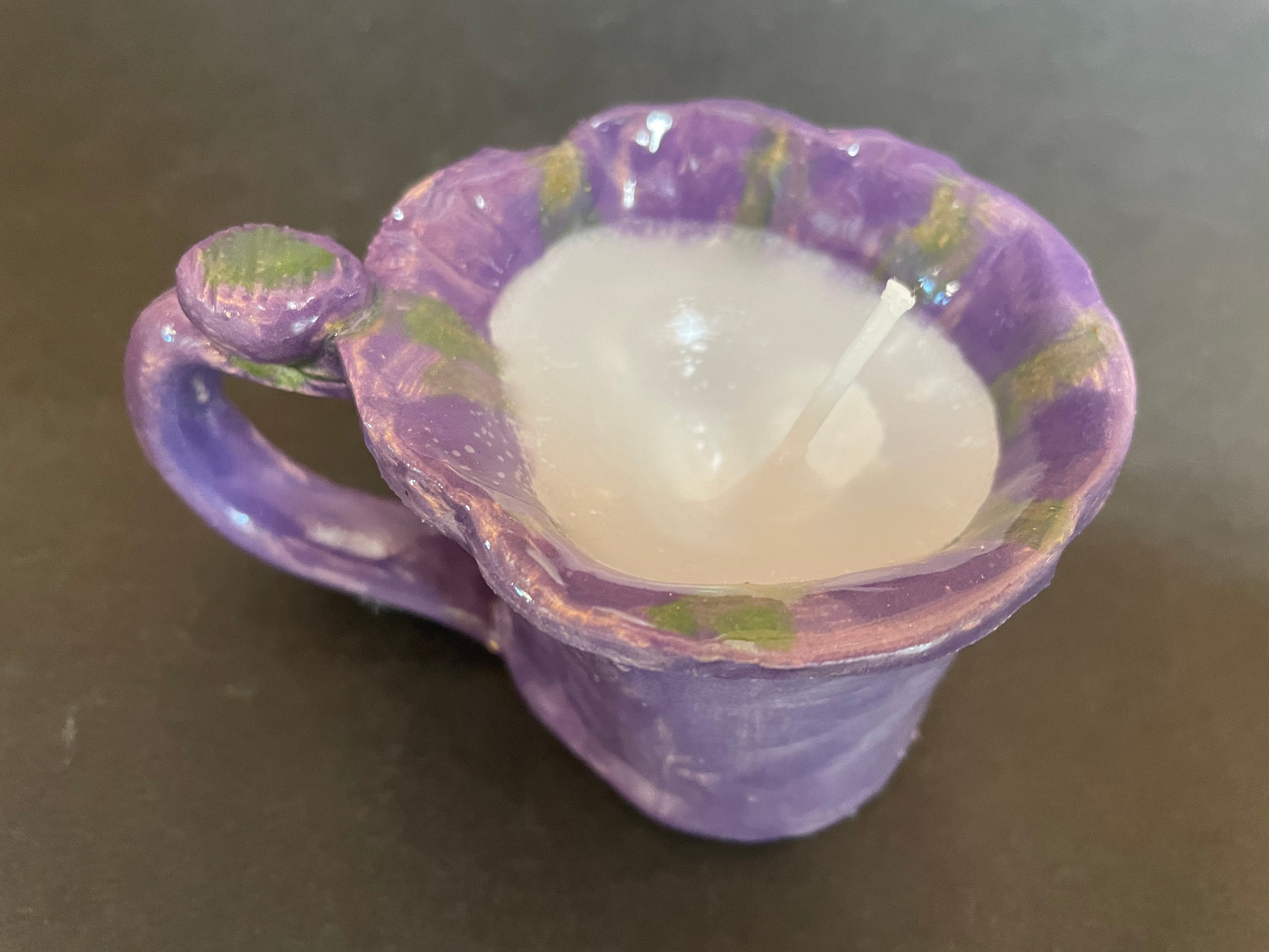 Handmade Ceramic Candle--purple Pinch Pot Mug - Etsy