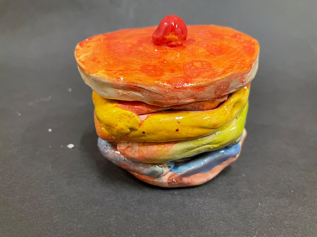 Handmade Ceramic Candle- Rainbow Coil Pot With Lid - Etsy