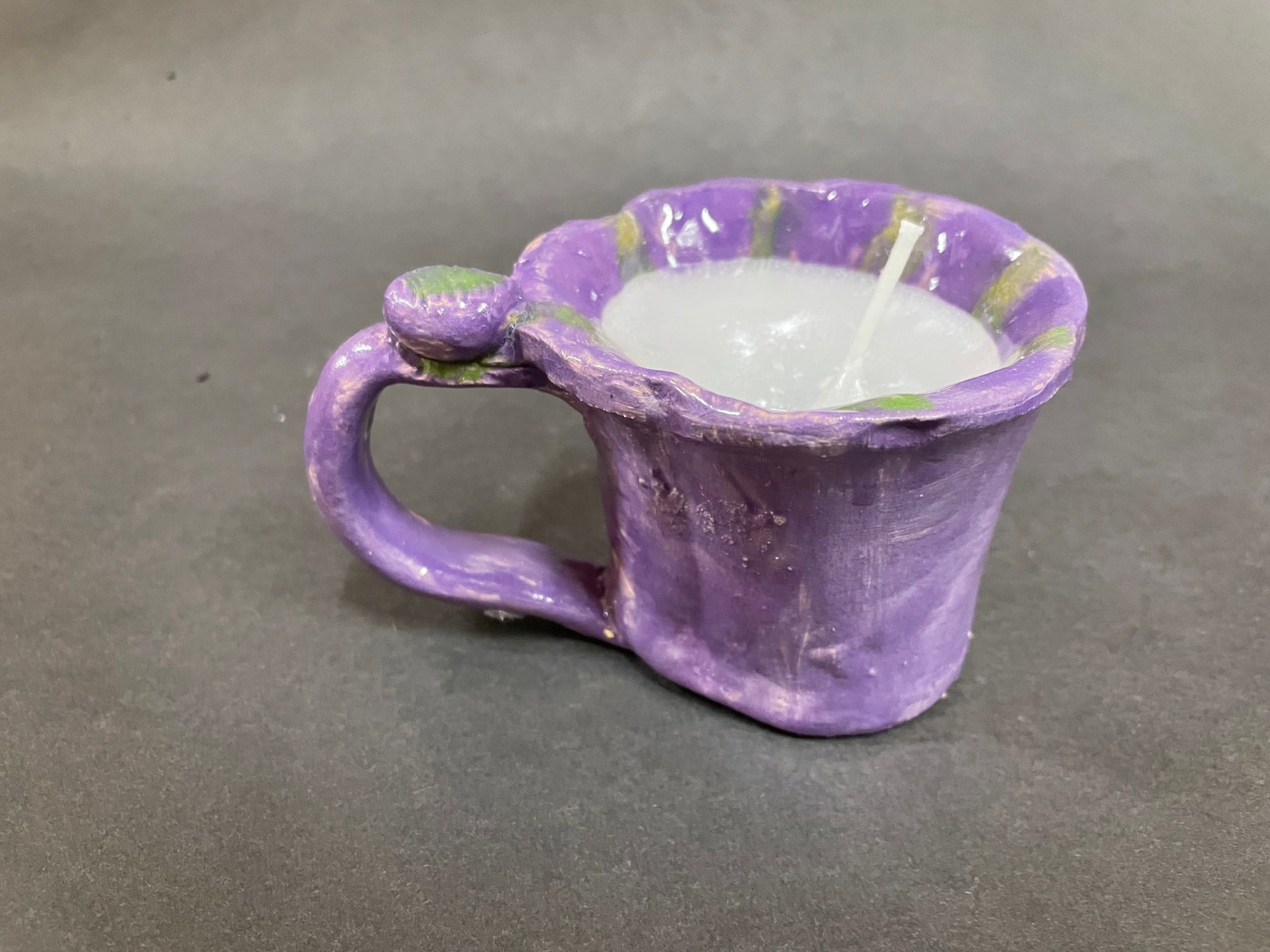 Handmade Ceramic Candle--purple Pinch Pot Mug - Etsy