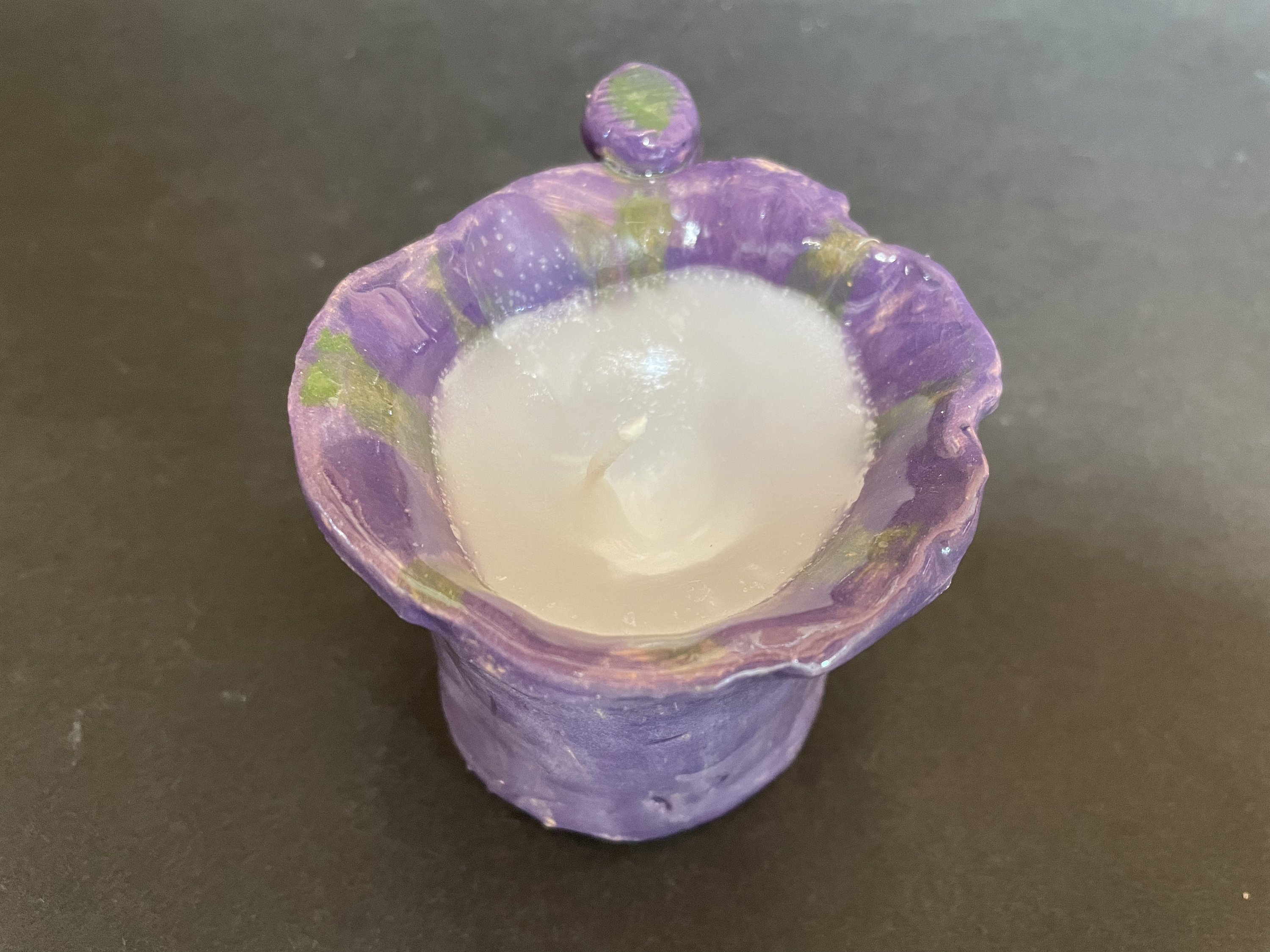 Handmade Ceramic Candle--purple Pinch Pot Mug - Etsy