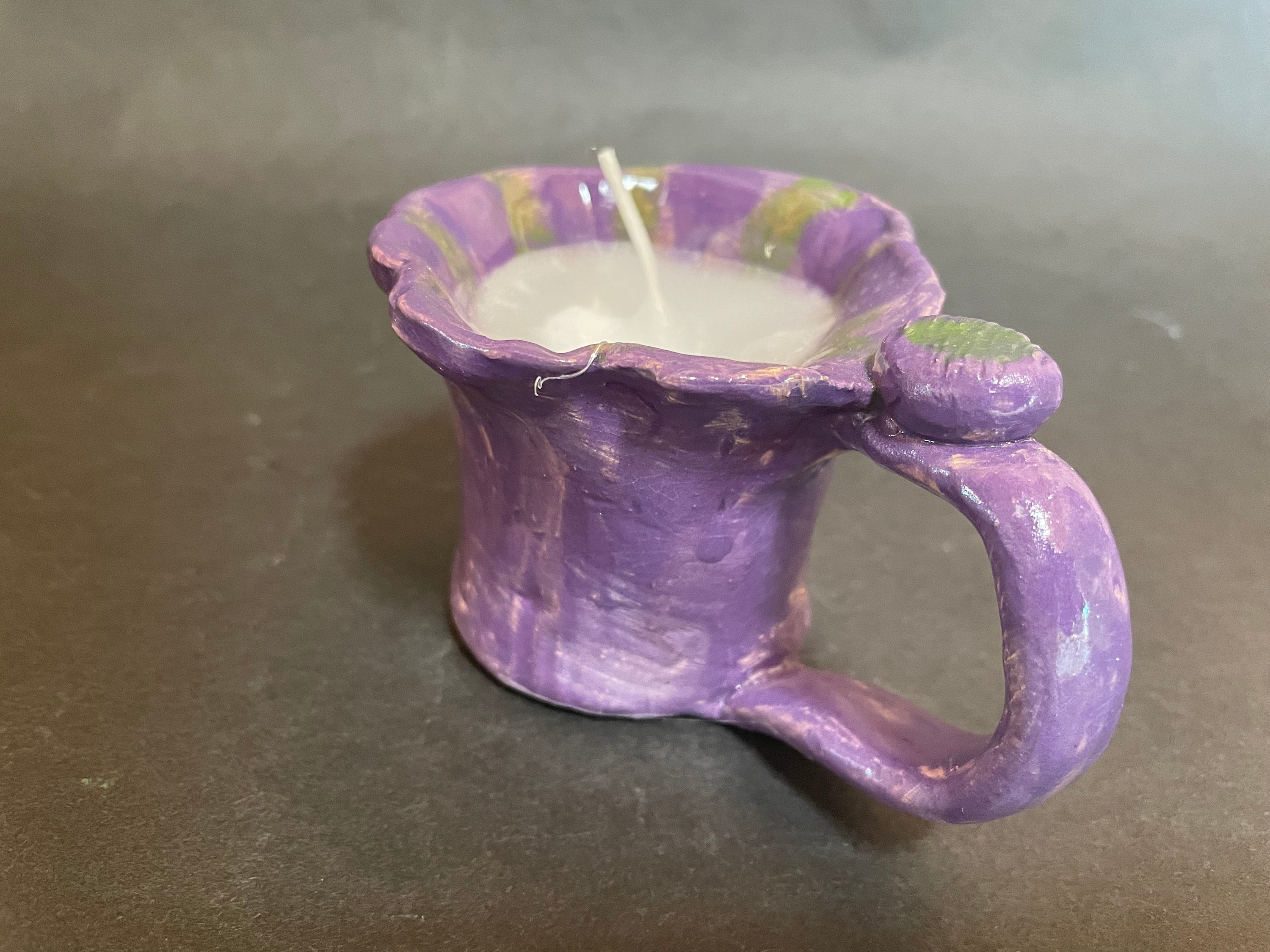Handmade Ceramic Candle--purple Pinch Pot Mug - Etsy