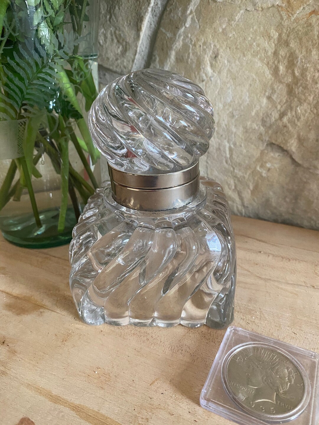 Stunning Large Antique Glass Ink Well - Beautiful Glass Intracacies ...