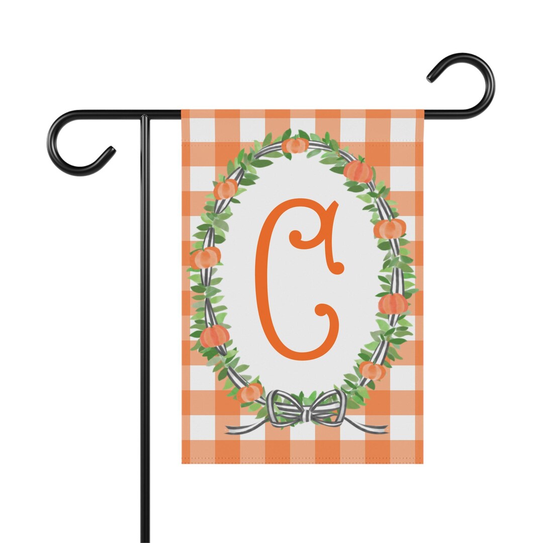 Personalized Garden Flag Fall Yard Decor Pumpkin Wreath Monogramed Fall ...